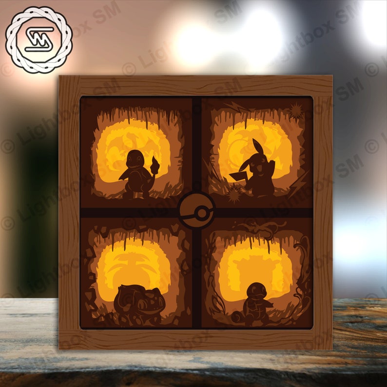 Pokemon 10 - Paper Cut Light Box Template Files, Shadow Box, 3D ...