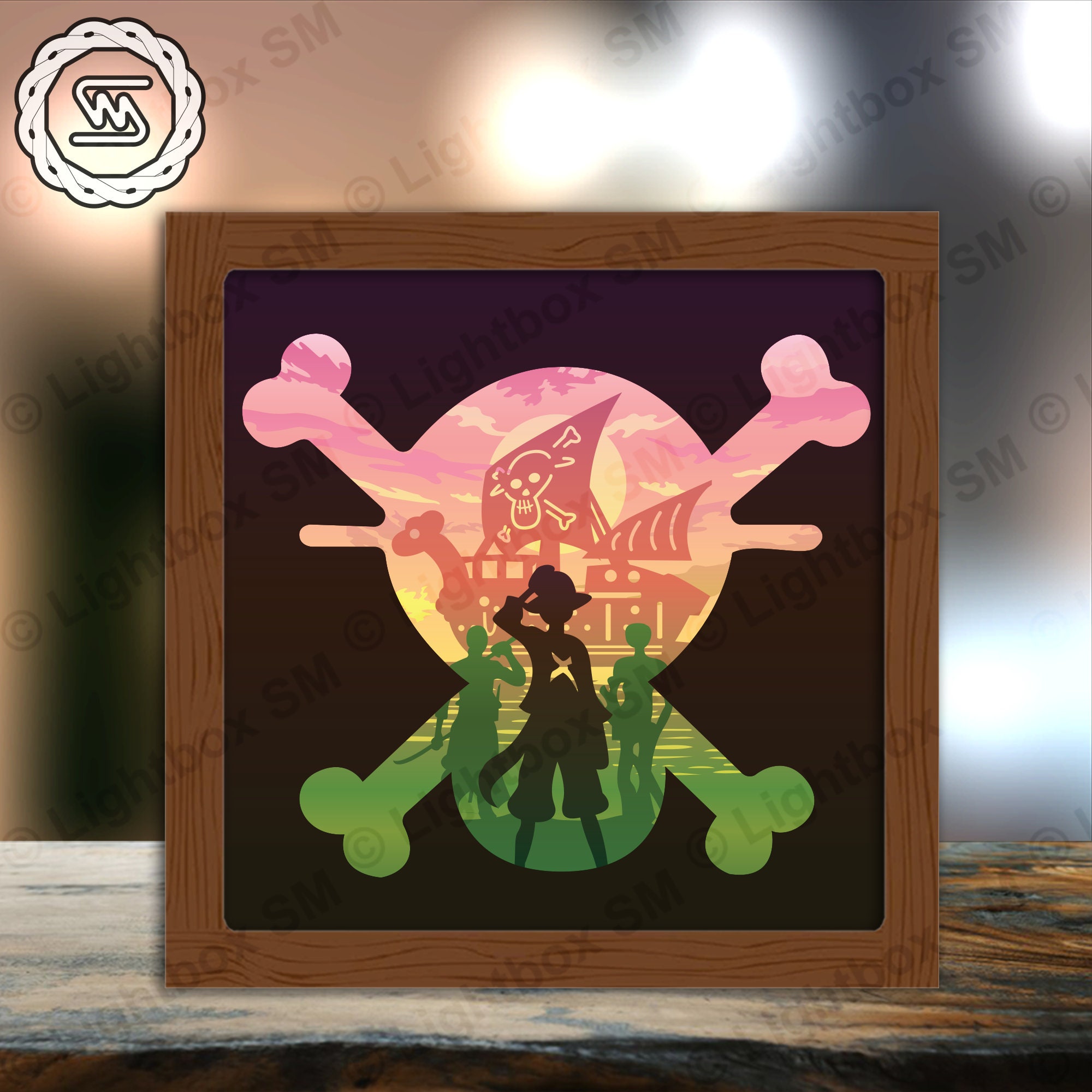 One Piece 4 - Paper Cut Light Box Template Files, Shadow Box, 3D ...