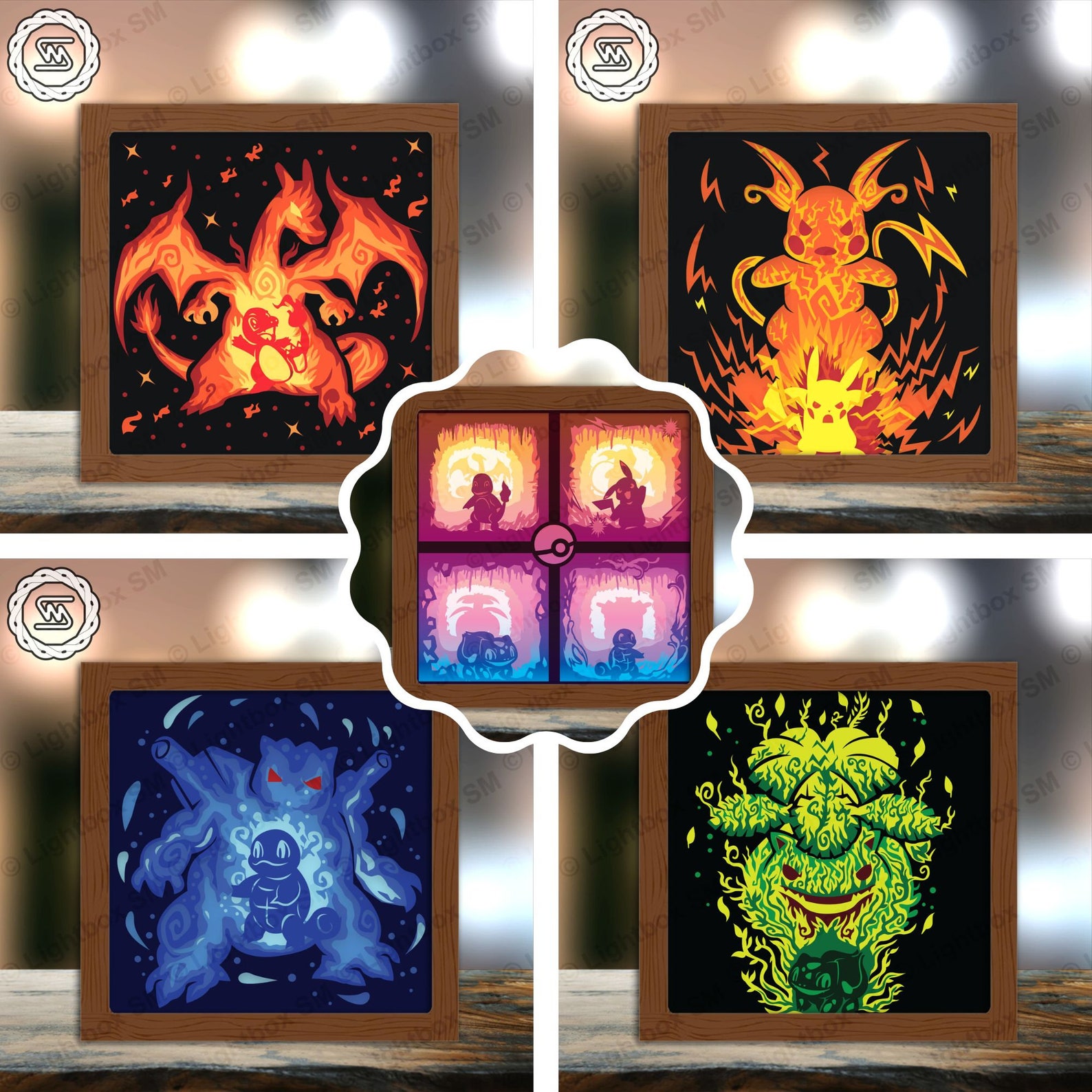Combo 4 Get 1 Free Lightbox Pokemon Ver 2- Paper Cut Light Box Template ...