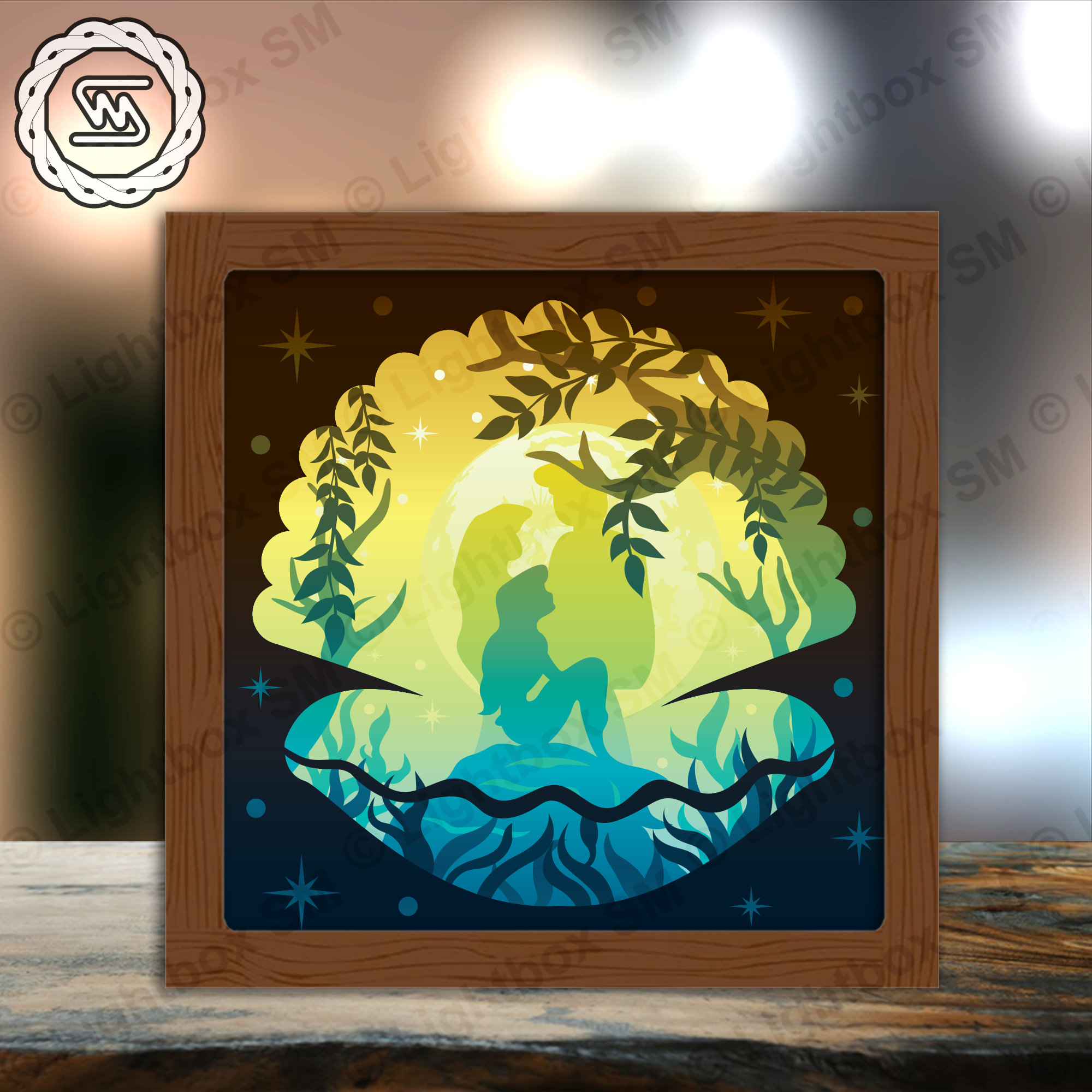 Mermaid Paper Cut Light Box Template Files Shadow Box 3D - Etsy