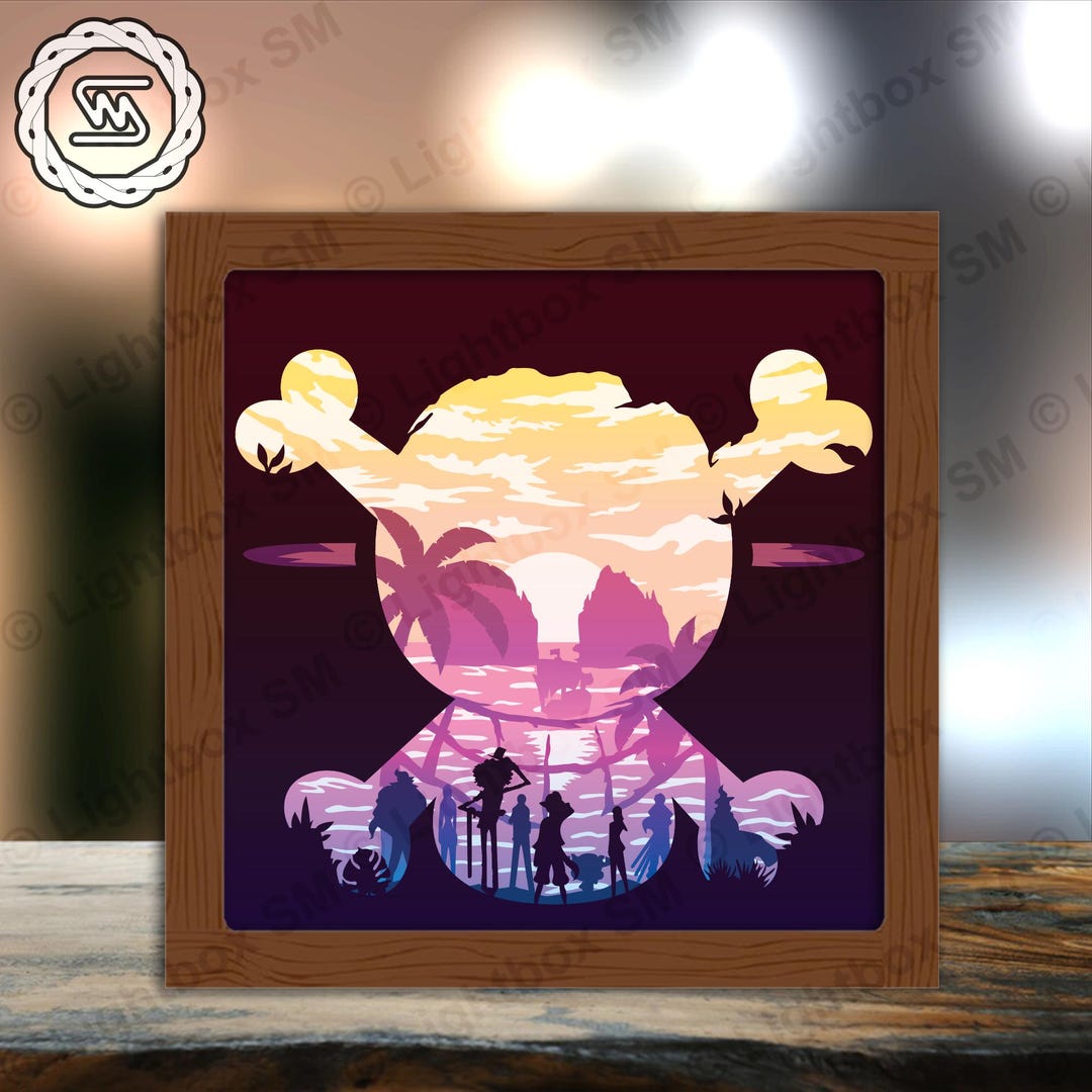 One Piece 10 Paper Cut Light Box Template: DIY Shadow Box SVG (digital ...