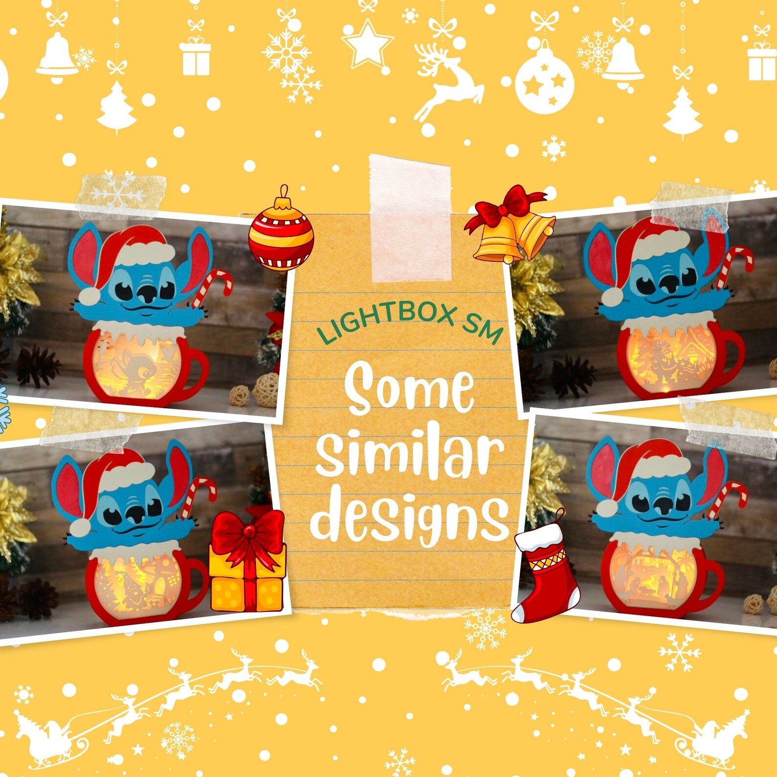 Stitch Hot Cocoa Santa Clauses - Paper Cut Light Box Template Files ...