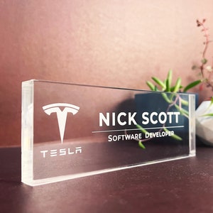 Office Desk Nameplate ENGRAVED Acrylic Block Personalized Desk Name ...
