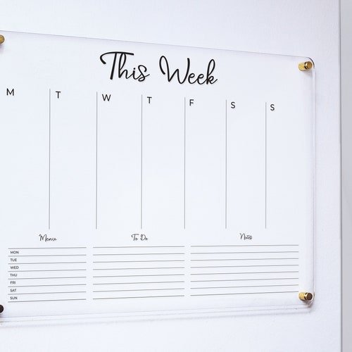 PERSONALIZED Acrylic To-do Planner Wall Calendar Dry Erase - Etsy