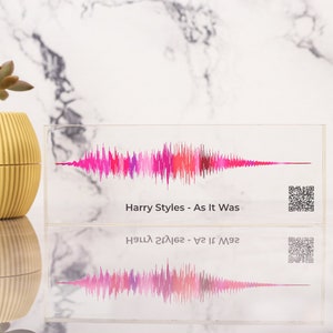 Soundwave Art CUSTOM Sound Wave Print With QR CODE Acrylic Block Song ...