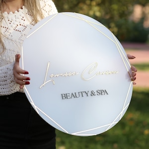 3D Round Business Logo Sign | Custom Acrylic Business Sign | Salon ...