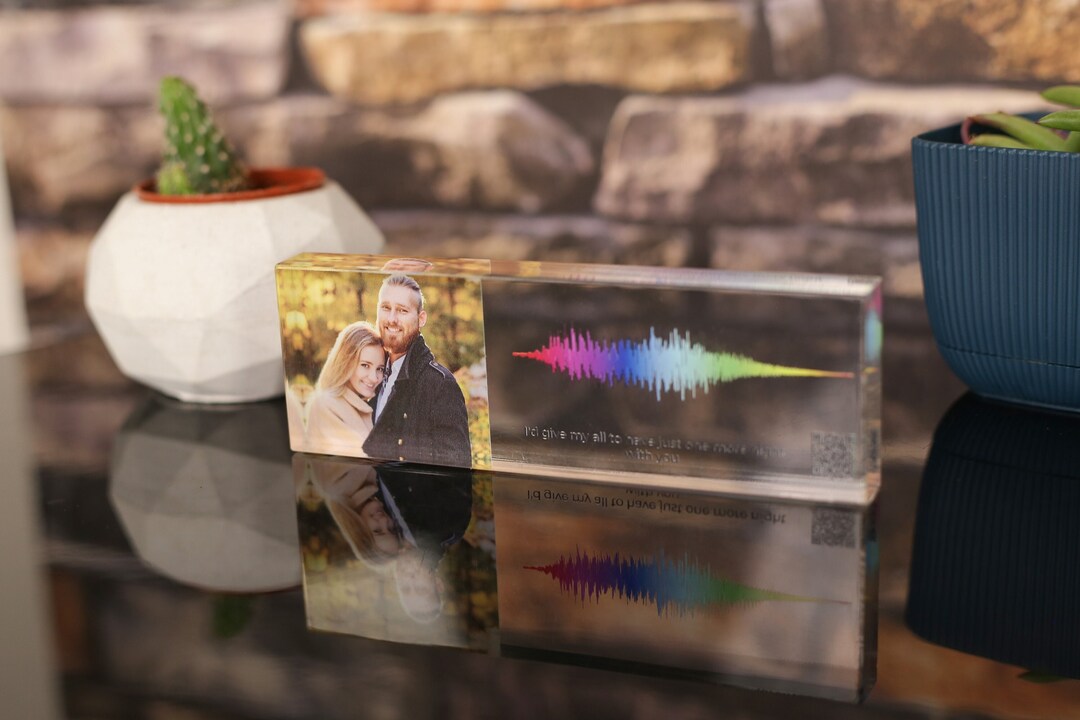 Soundwave Art CUSTOM Sound Wave Print With QR CODE Acrylic Block Song ...