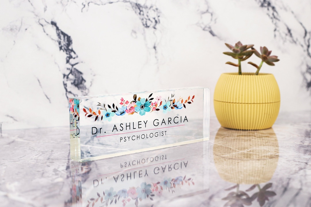 Desk Plaque CUSTOM Print Acrylic Block Personalized Desk Name Plate ...