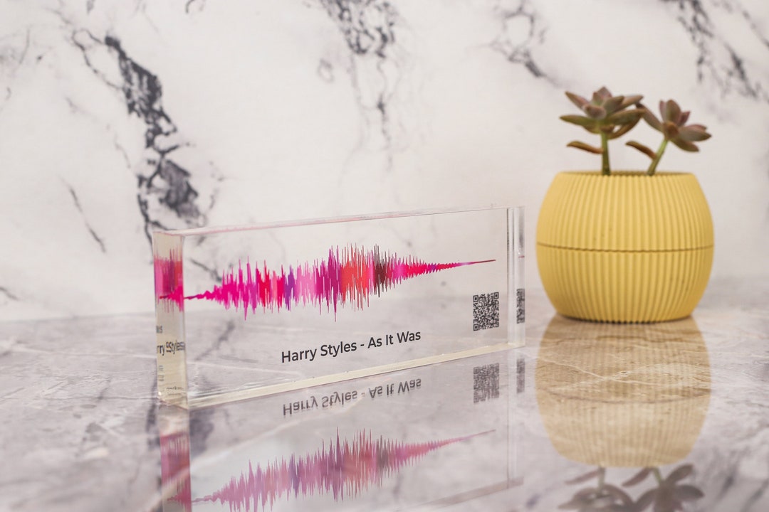 Soundwave Art CUSTOM Sound Wave Print With QR CODE Acrylic Block Song ...