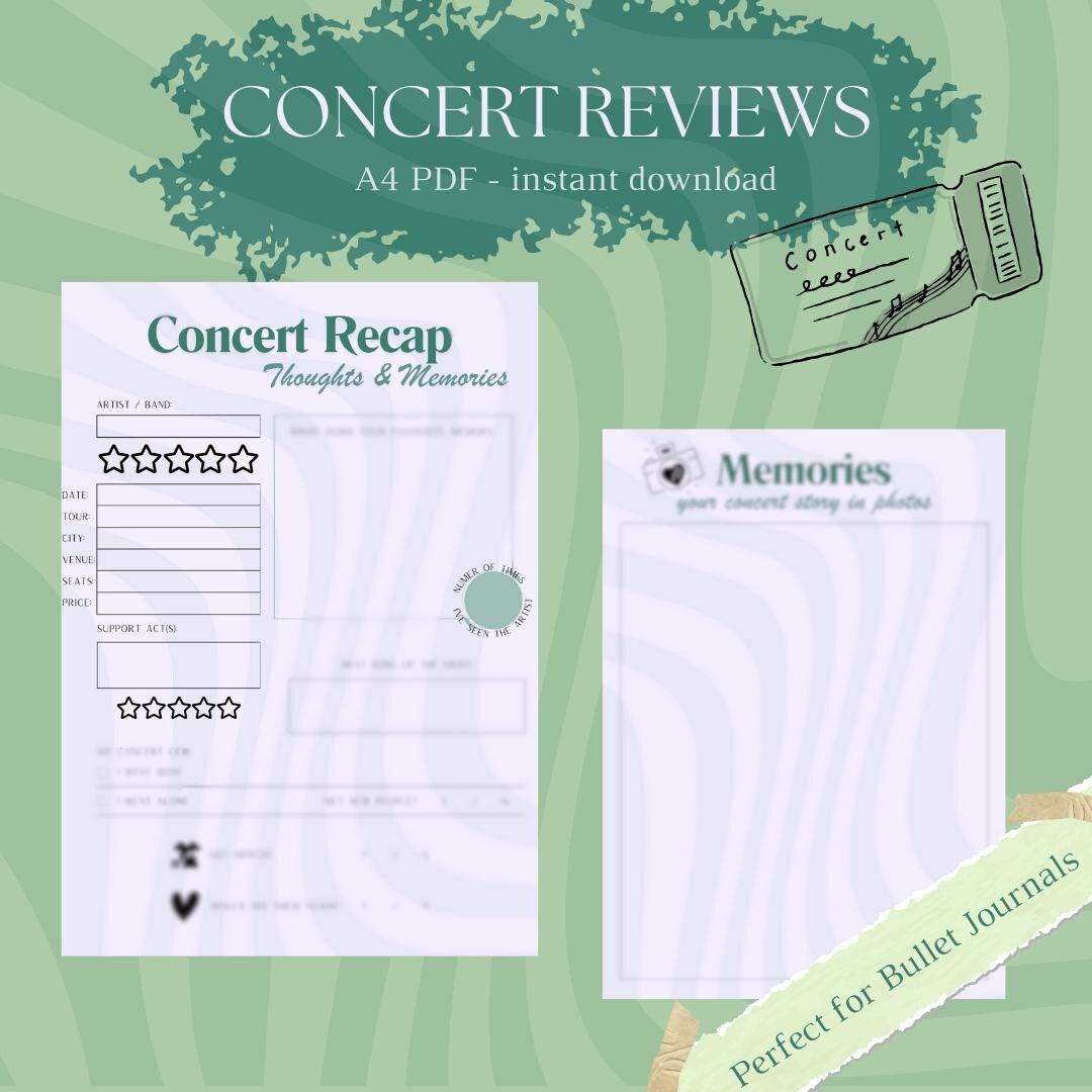 Concert Review Journal – Printable PDF for Music Fans & Gig Trackers - Etsy