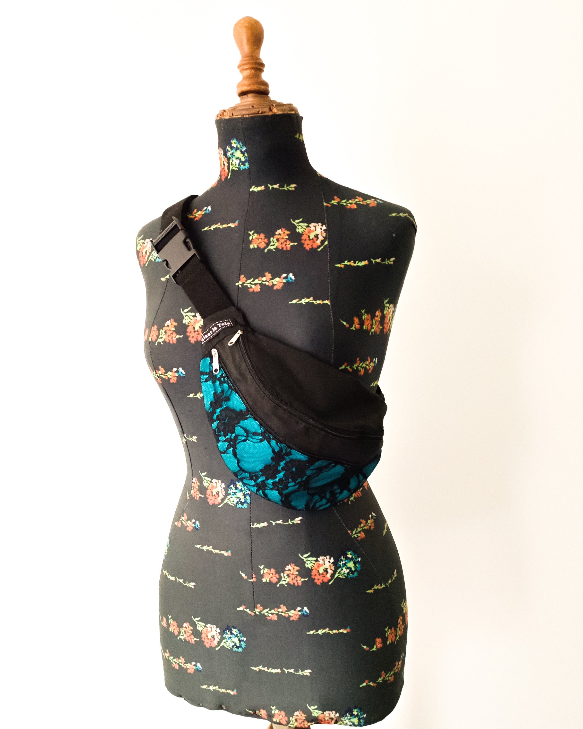 Fabric Fanny Pack, Shoulder Fanny Pack, Blue Fanny Pack With Lace ...