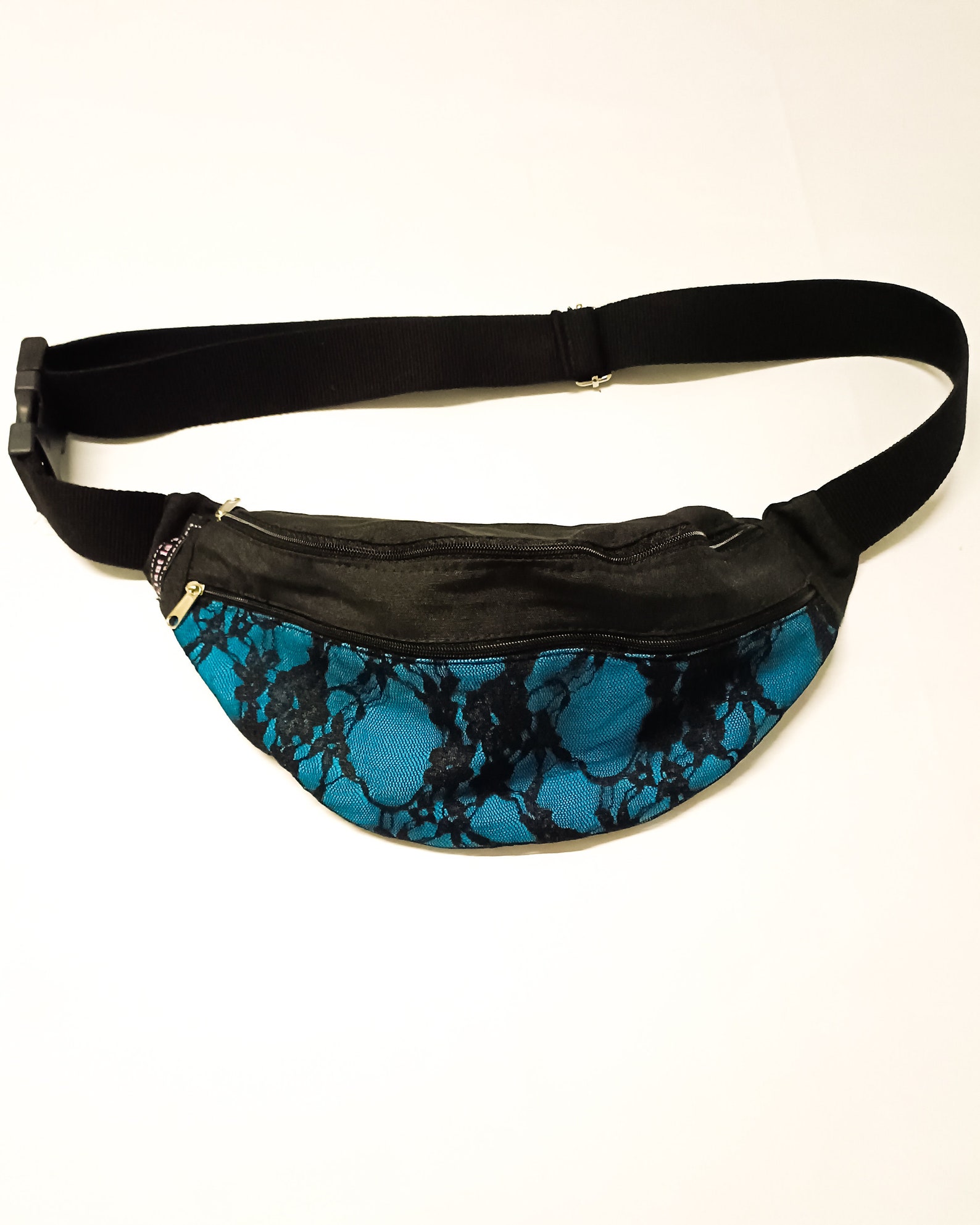 Fabric Fanny Pack, Shoulder Fanny Pack, Blue Fanny Pack With Lace ...
