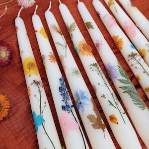 Pressed Flower Taper Candles, Botanical Home, Wedding, Dinner Table ...