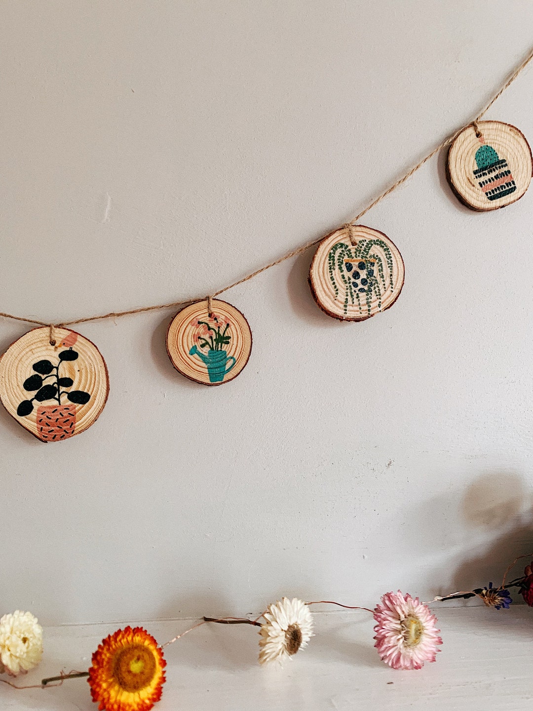 Flower Pot Bunting Garland Nature Aesthetic Boho Home Wall Decor Rustic ...