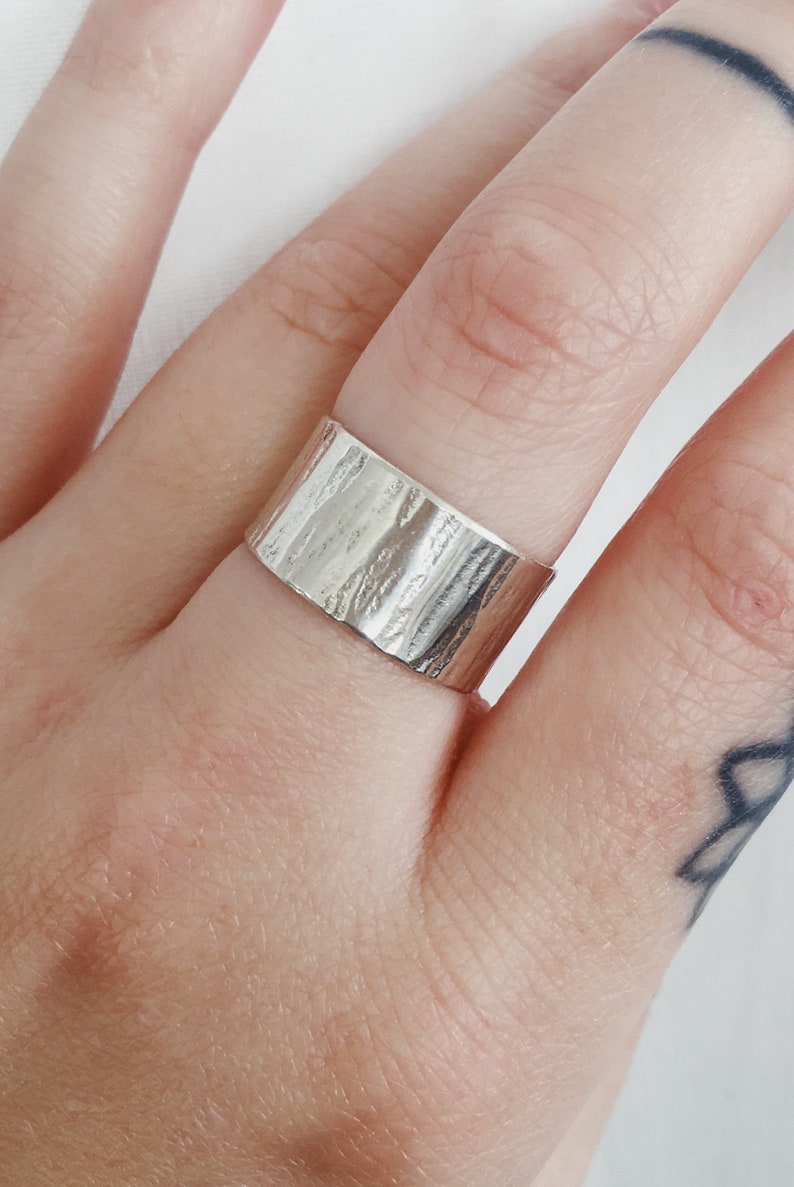 Handmade Sterling Silver Chunky Band Ring Hippy Boho Jewellery Gift for ...