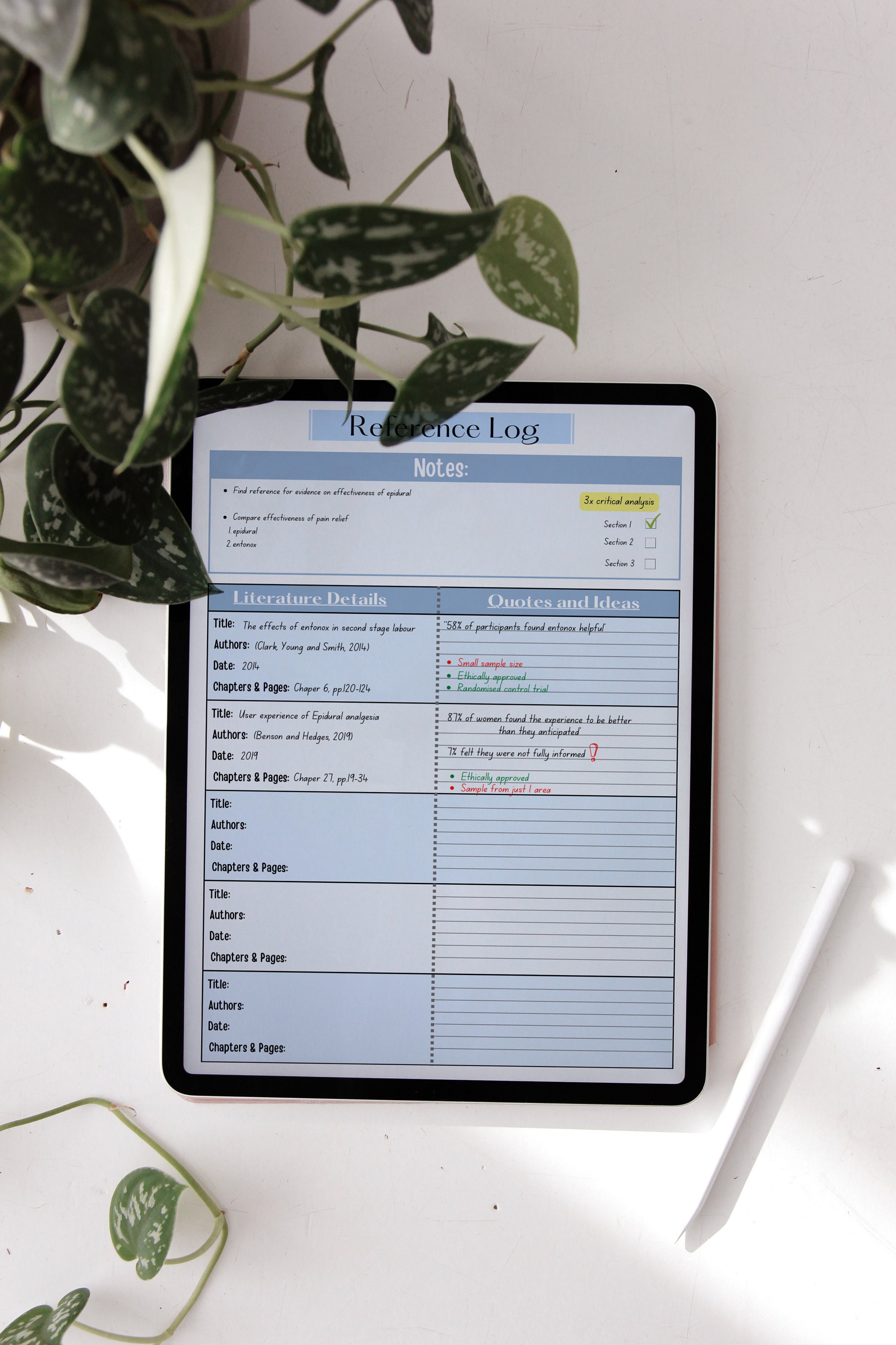 University Referencing Tracker, Citations Log Printable PDF ...