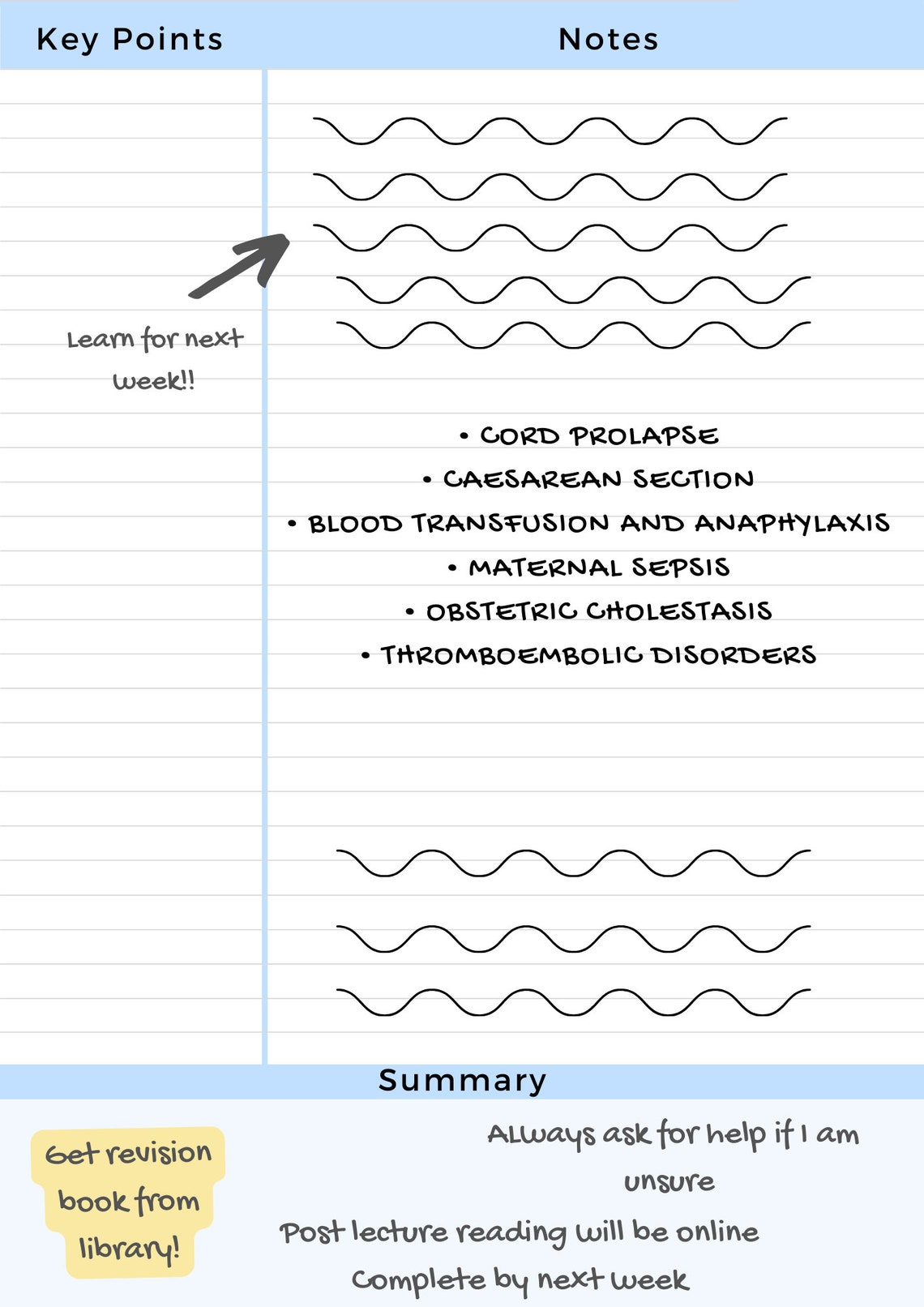 PRINTABLE LECTURE NOTES Lecture Summary Note Student Planner Printable ...
