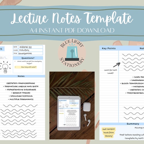 PRINTABLE LECTURE NOTES Lecture Summary Note Student Planner - Etsy UK