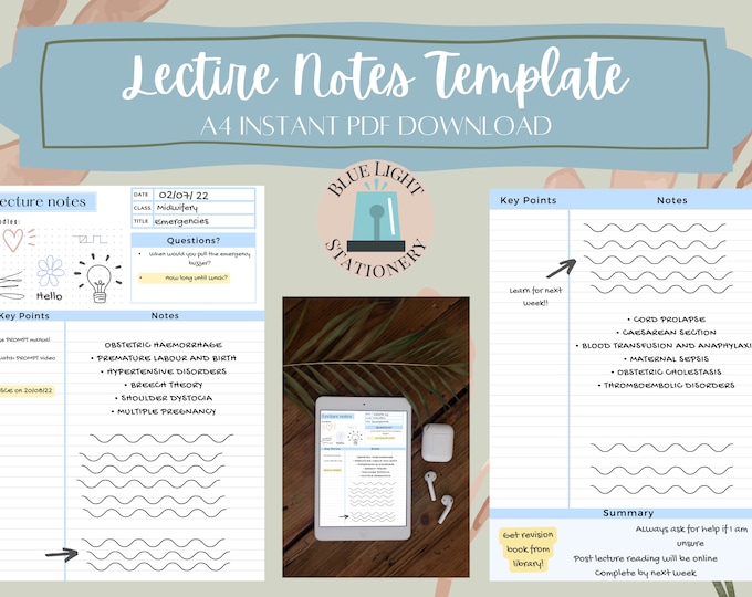 PRINTABLE LECTURE NOTES Lecture Summary Note Student Planner Printable ...