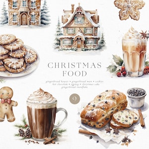 Watercolor Winter Clipart - Gingerbread Man House Png - Cake Cookie ...