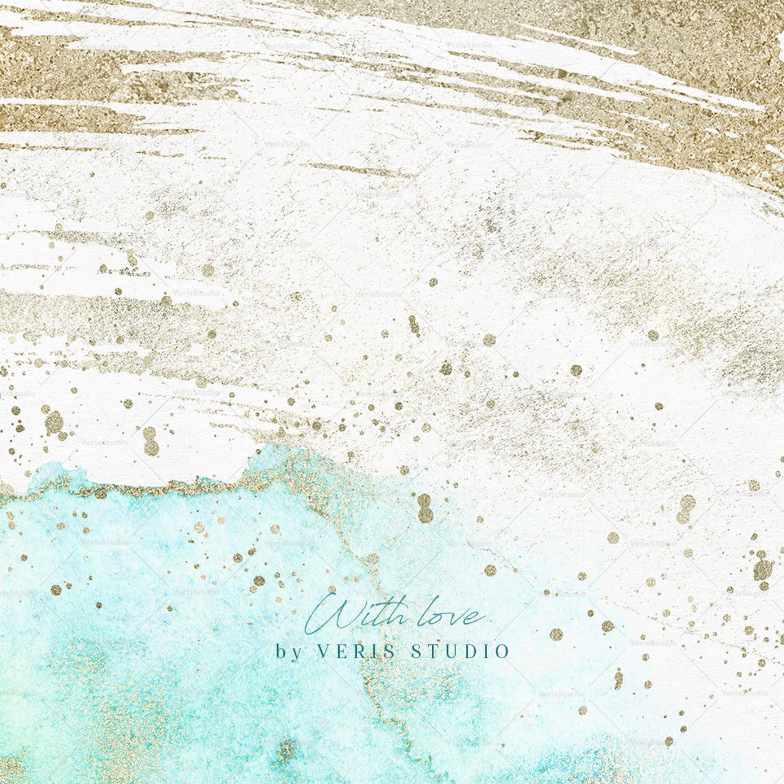 Azure Gold Blue Watercolor Digital Paper Clipart Watercolour Texture ...