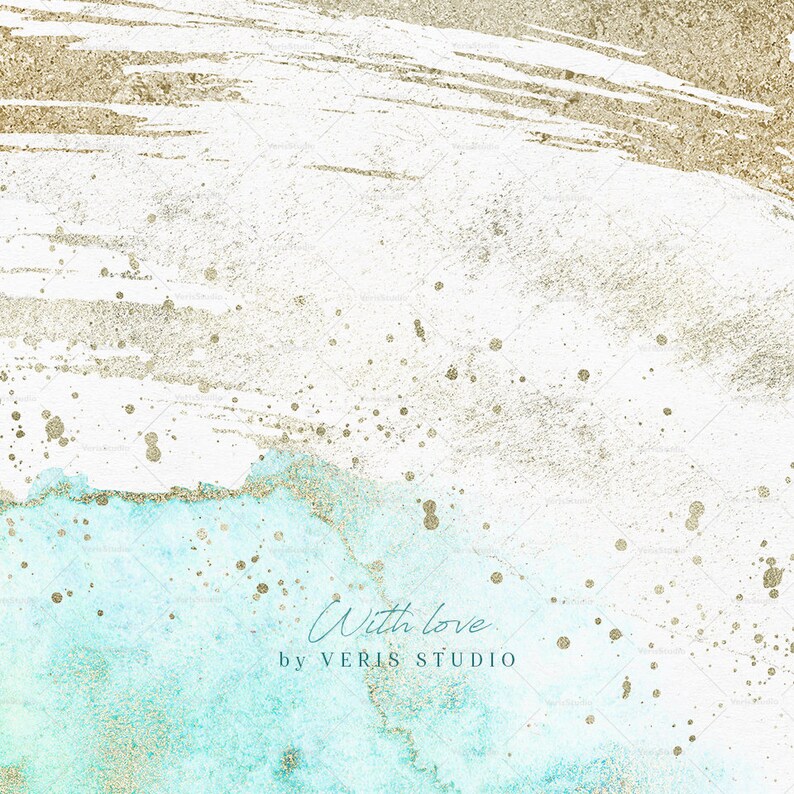 Azure Gold Blue Watercolor Digital Paper Clipart Watercolour Texture ...