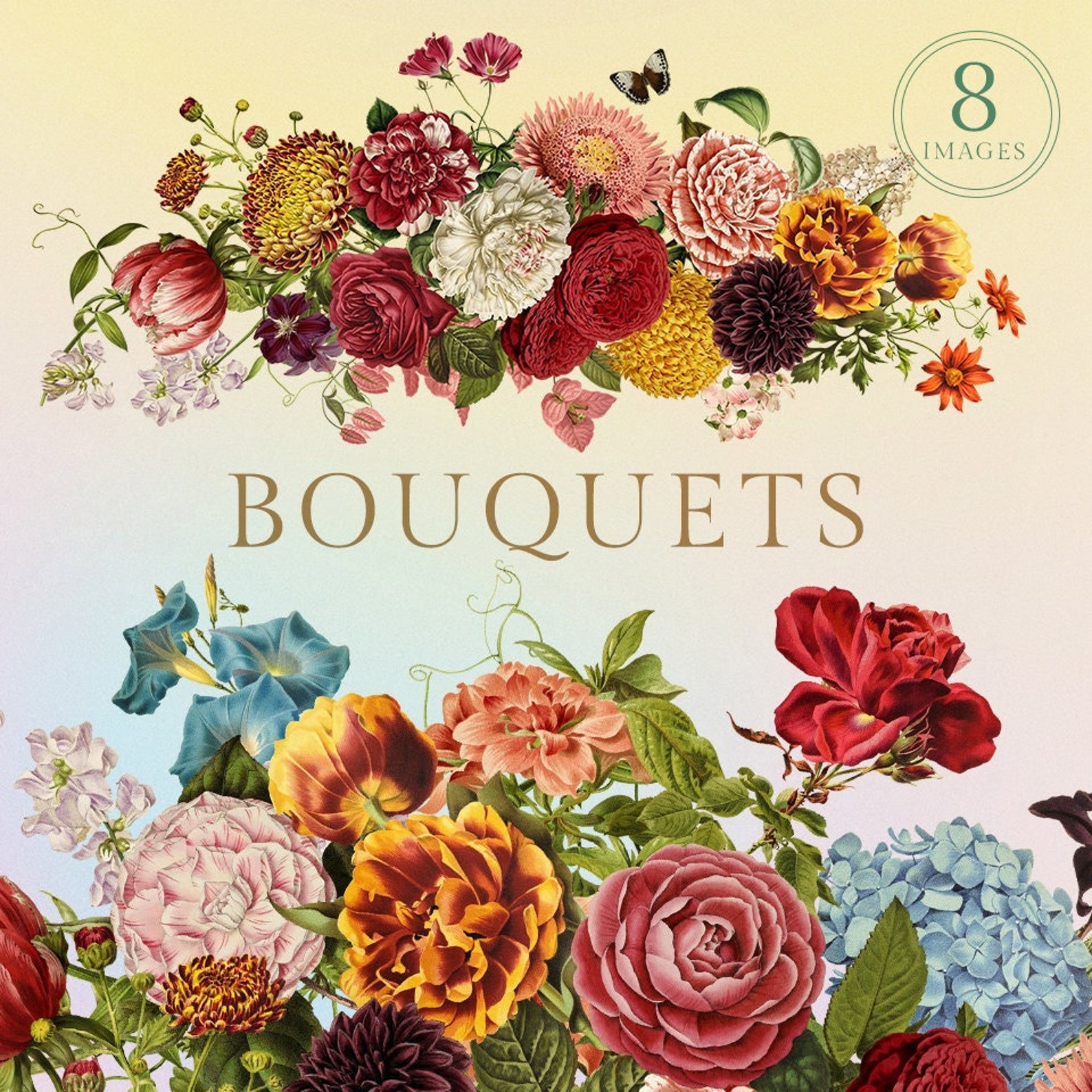 Floral Red Pink Blush Blue Green Eucalyptus Bouquet Frame - Etsy