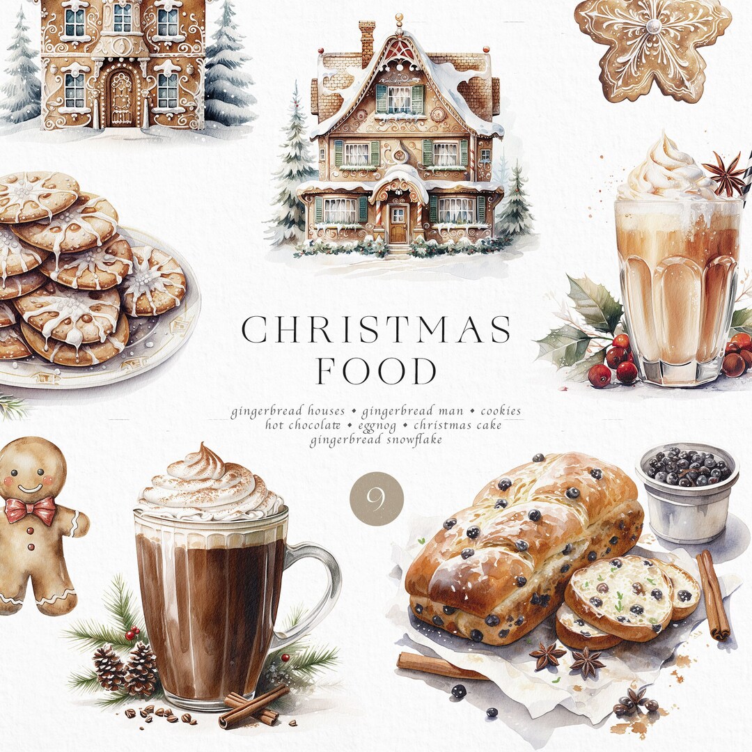 Watercolor Winter Clipart - Gingerbread Man House Png - Cake Cookie ...