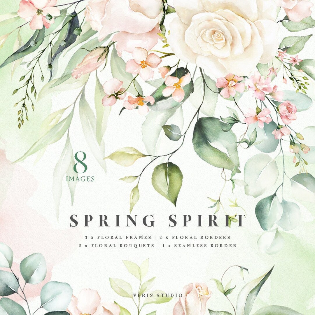 Watercolor Peach Pink Blush Green White Gold Geometric Bouquet Frame ...