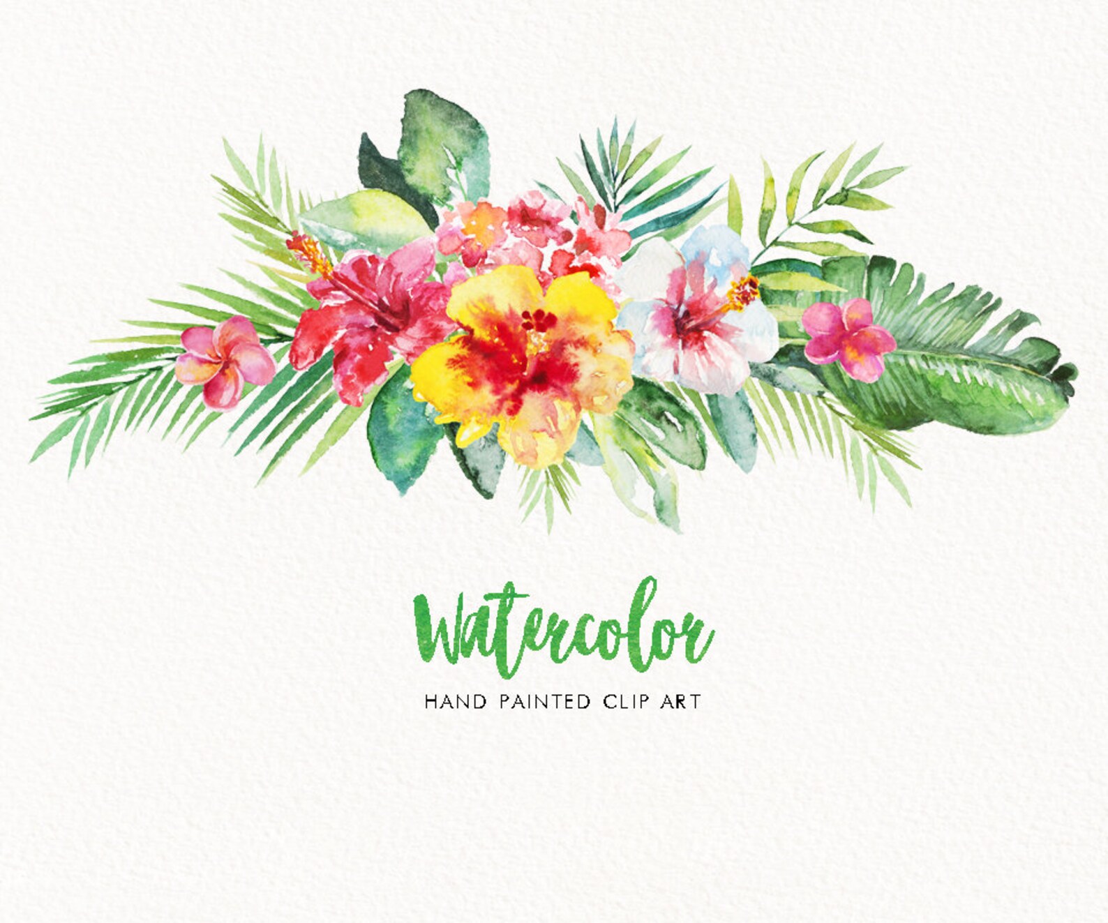 Tropical Floral Frame Border Clipart Watercolor Wedding Flower Clipart ...