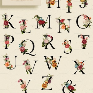 Watercolor Vintage Floral Clipart Alphabet Frame Wreath Red Pink Blush ...