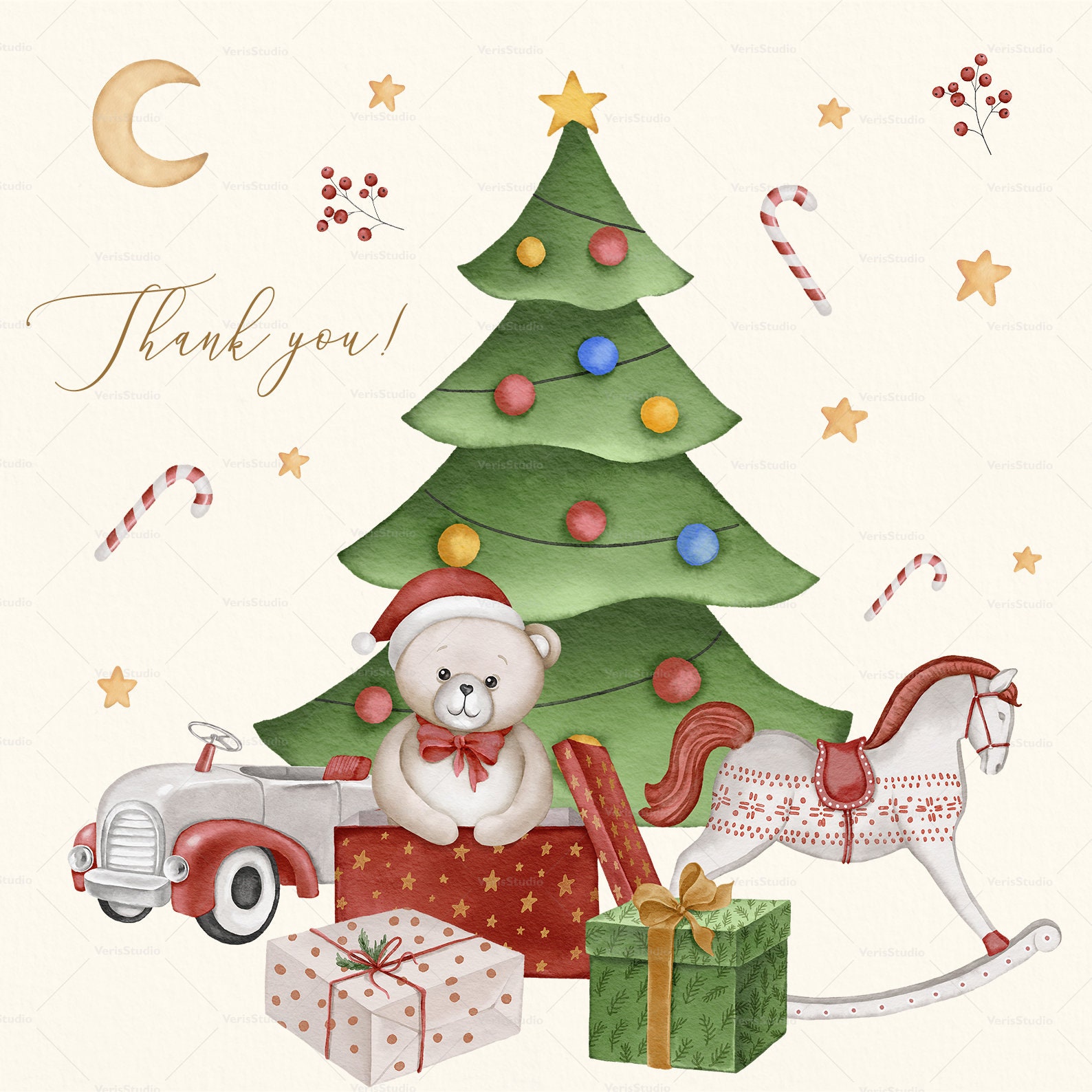 Watercolor Christmas Elements Clipart PNG Gingerbread Man - Etsy