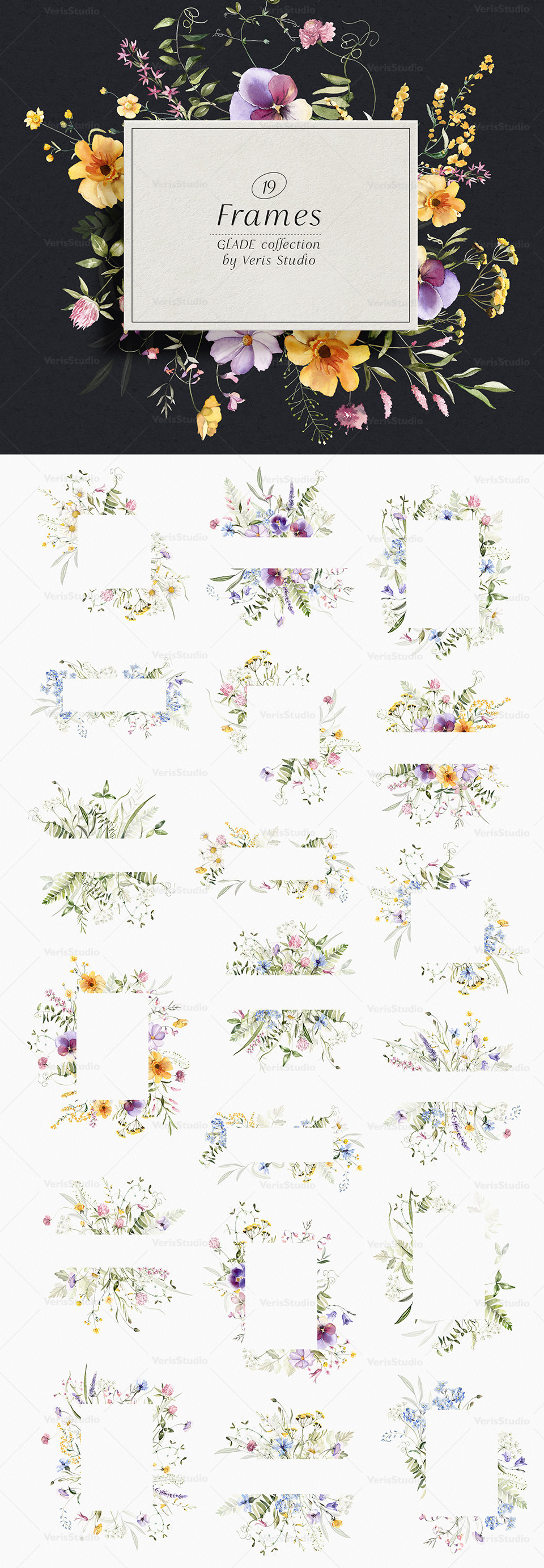 Wildflowers Watercolor Wild Field Meadow Floral Flowers Clipart Green ...