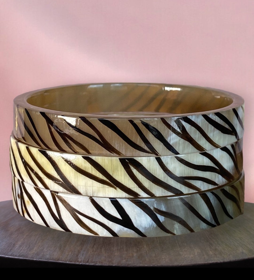 1 Black Zebra Horn Bracelet 10 Mm - Etsy