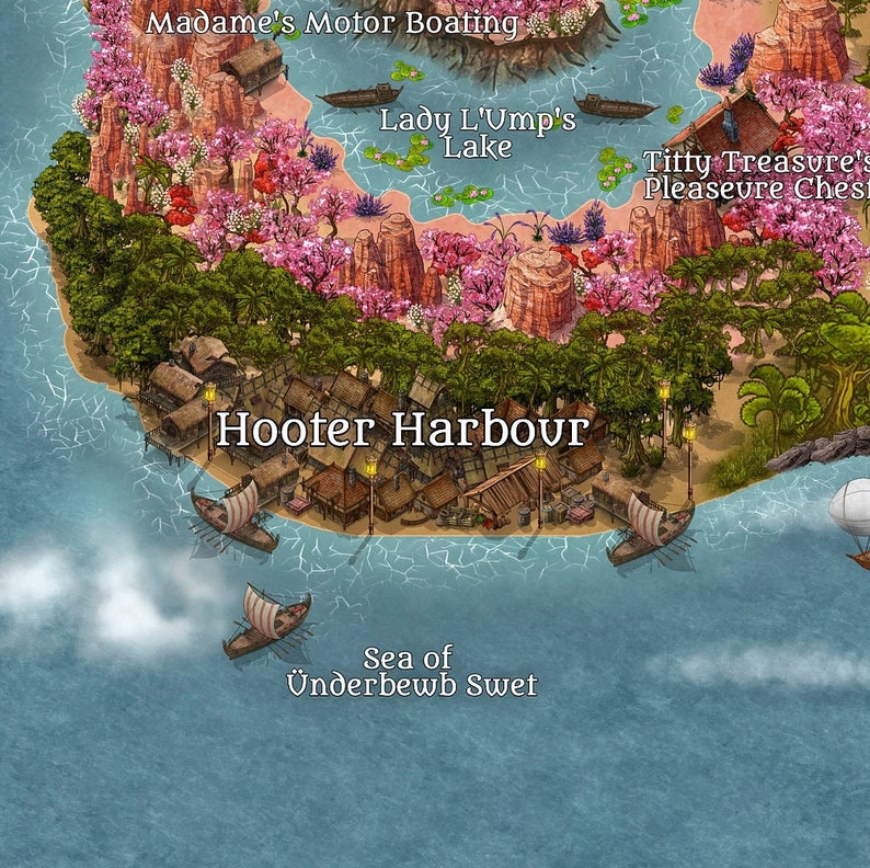 Digital Download | Dnd Map Inspired by the Female Form | Booby Island ...
