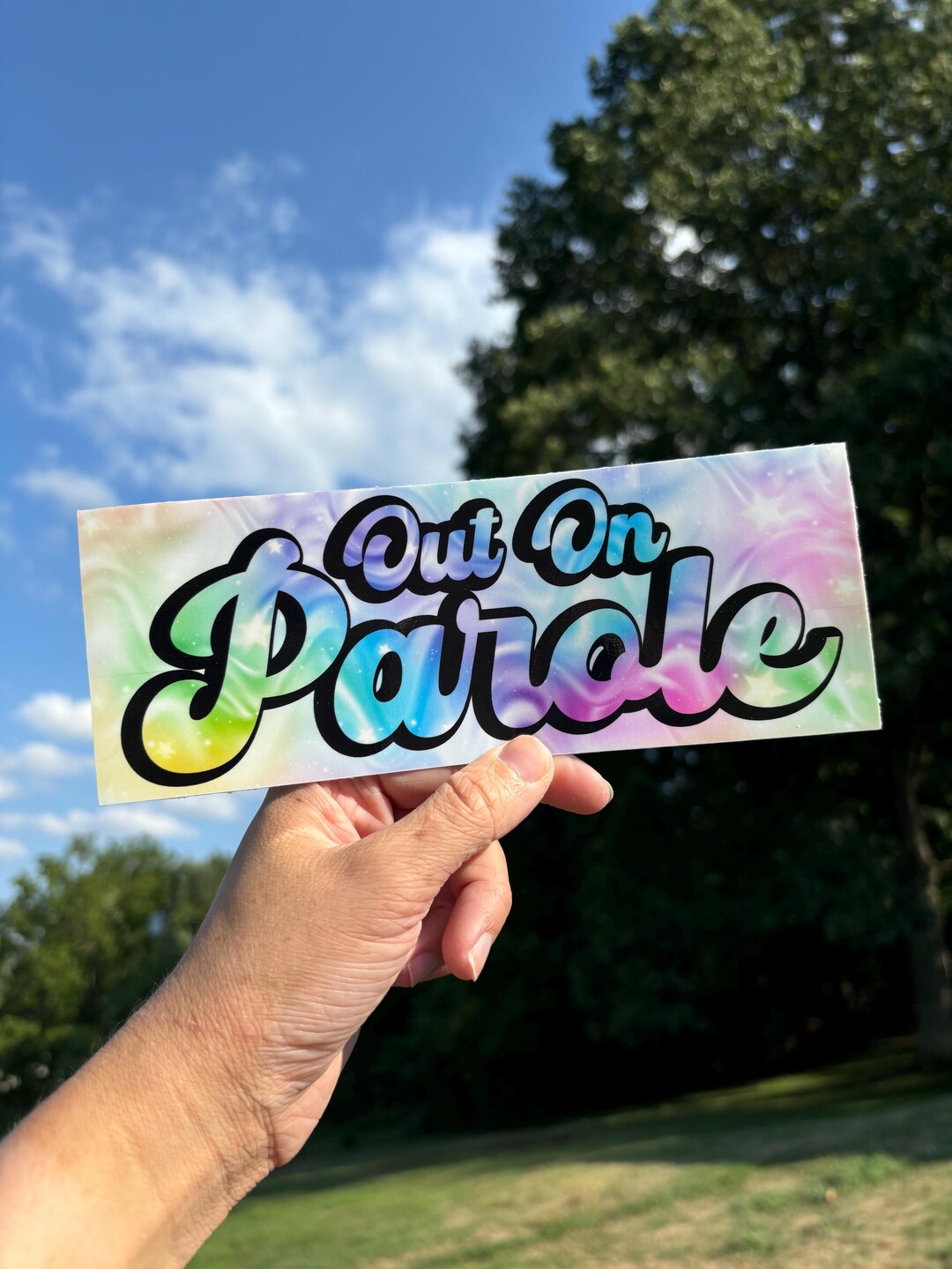 Out on Parole Bumper Sticker: Funny Tie-dye Car Decal - Etsy