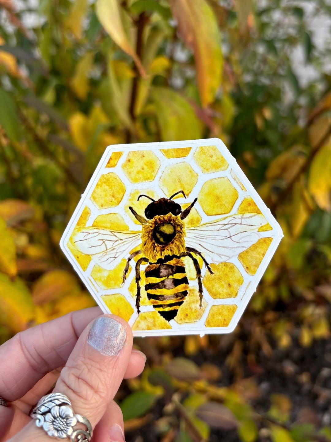 Honeycomb Bee Sticker: Waterproof Vinyl Decal - Etsy