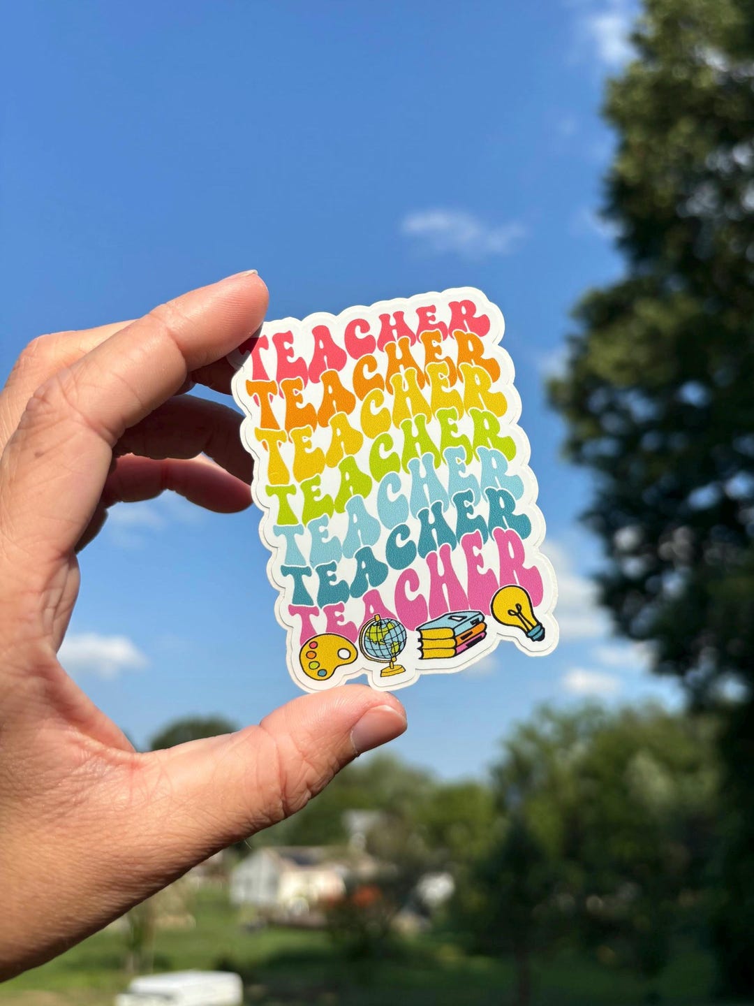 Colorful "teacher" Sticker | Perfect for Educators! - Etsy