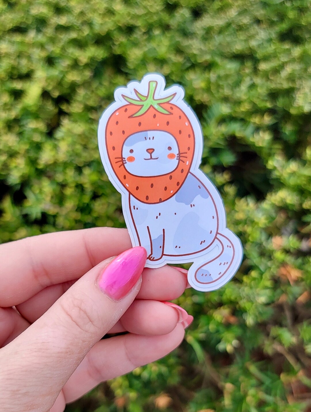 Berry Cat Strawberry Sticker - Etsy