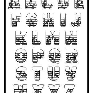 Printable Music Melody Alphabet Letters Font | ABC Alphabet Coloring ...