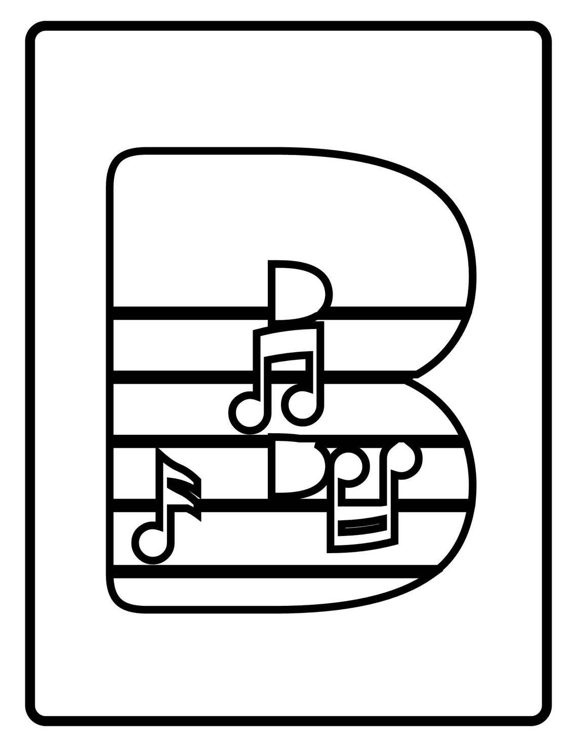 Music Alphabet Coloring Pages | Kids Printable Font (PDF) - Etsy