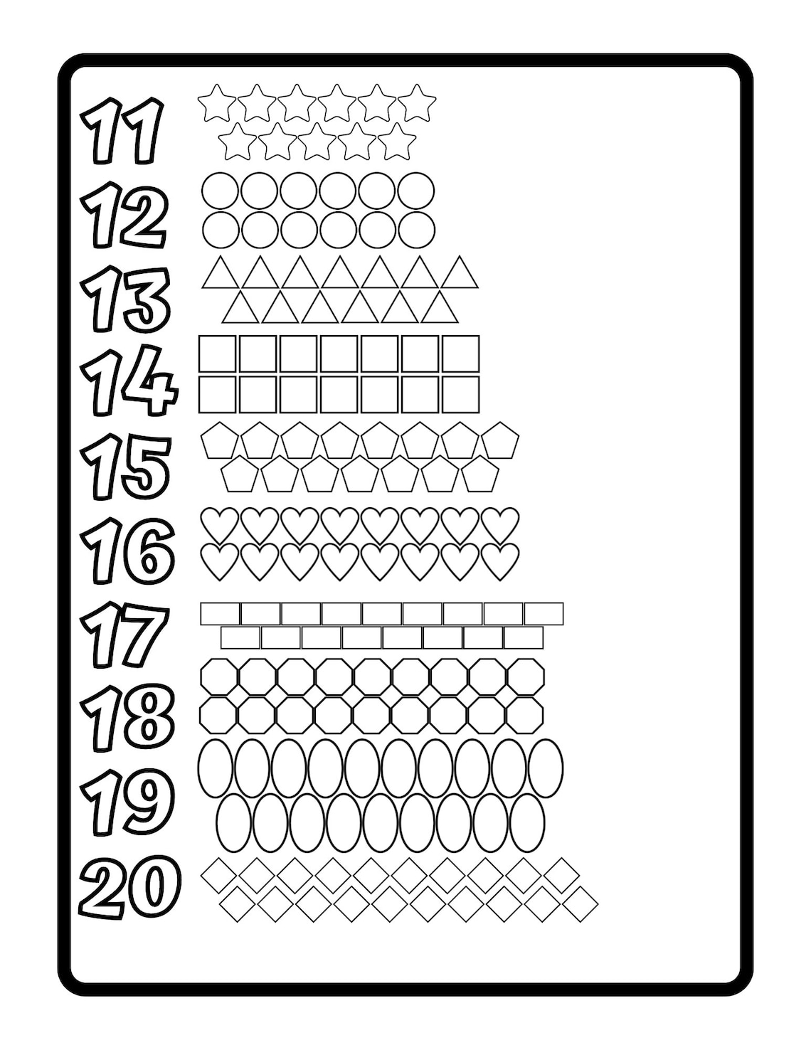 Numbers Counting Printable Pages | Counting Numbers 1 to 20 Coloring ...