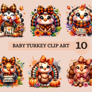 10 PNG Files Cute Turkey Clip Art Baby Turkey Thanksgiving Clipart Fall ...