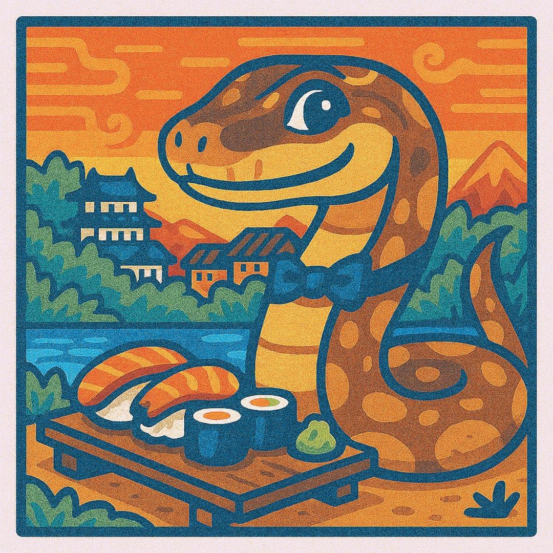 Philip the Sushi-loving Snake Vinyl Decal, Fun Decor for Home or Office ...