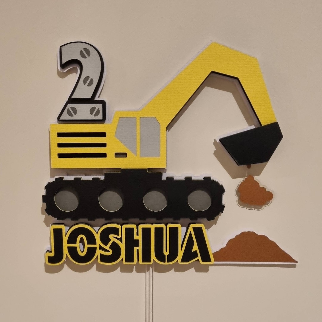 Personalized Digger Cake Topper - Custom Excavator Birthday Decoration ...