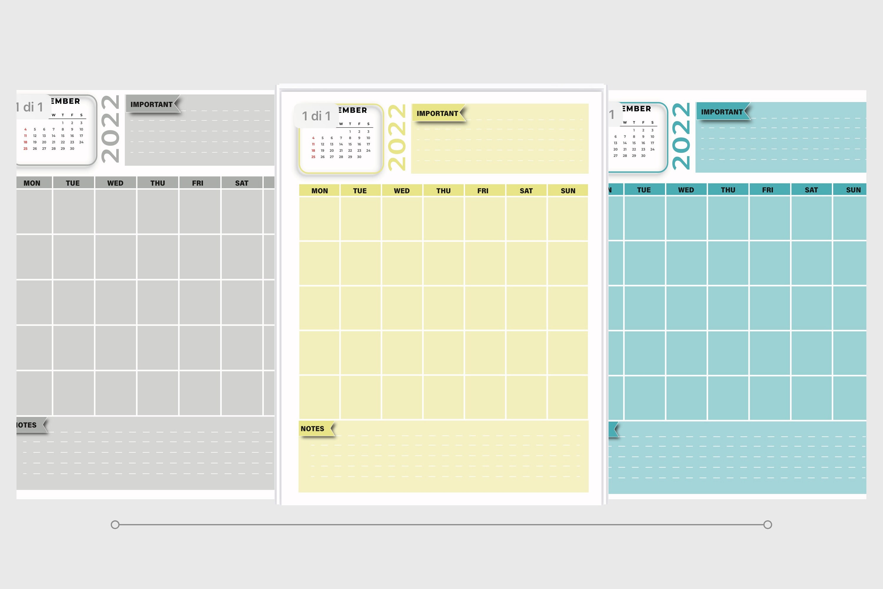 September 2022 Calendar, Digital Download, 6 Colours, September 2022 ...