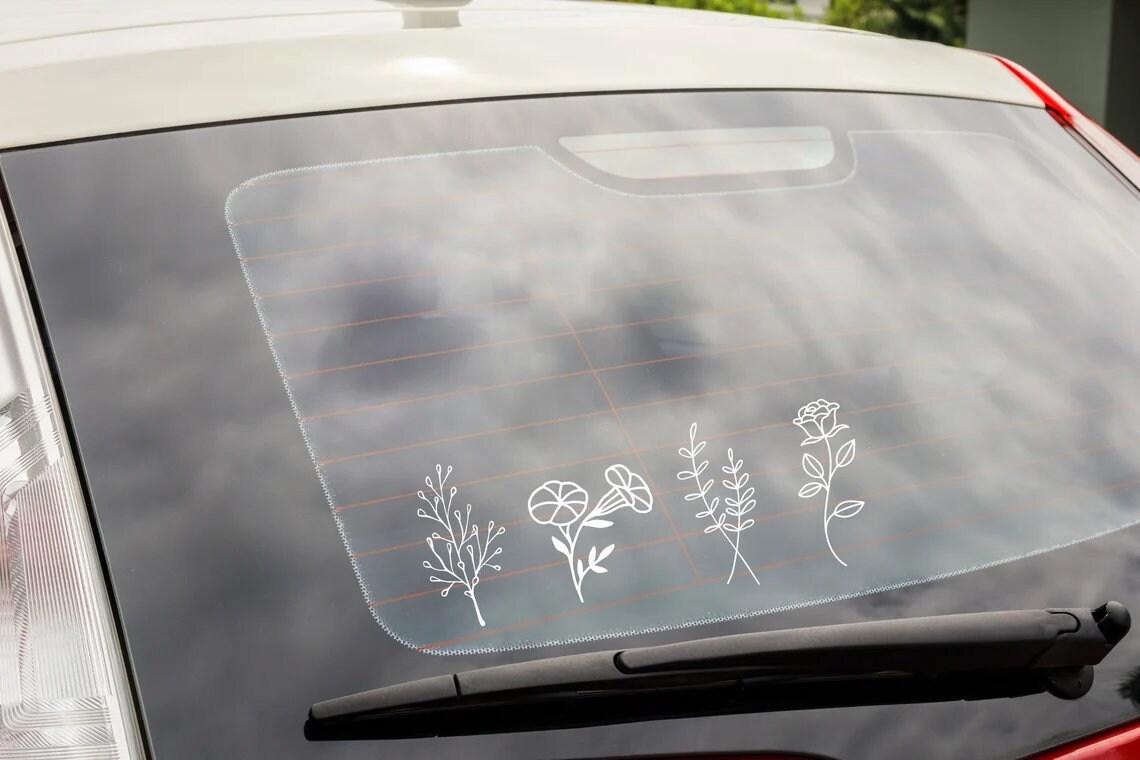 Birth Month Floral Car Decal - Customizable Vinyl Flower Sticker for ...