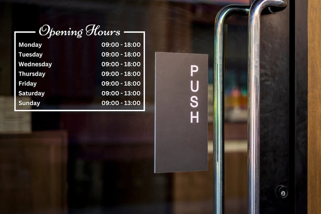 Opening Hours Sticker -customizable Opening Hours Sticker - Vinyl ...