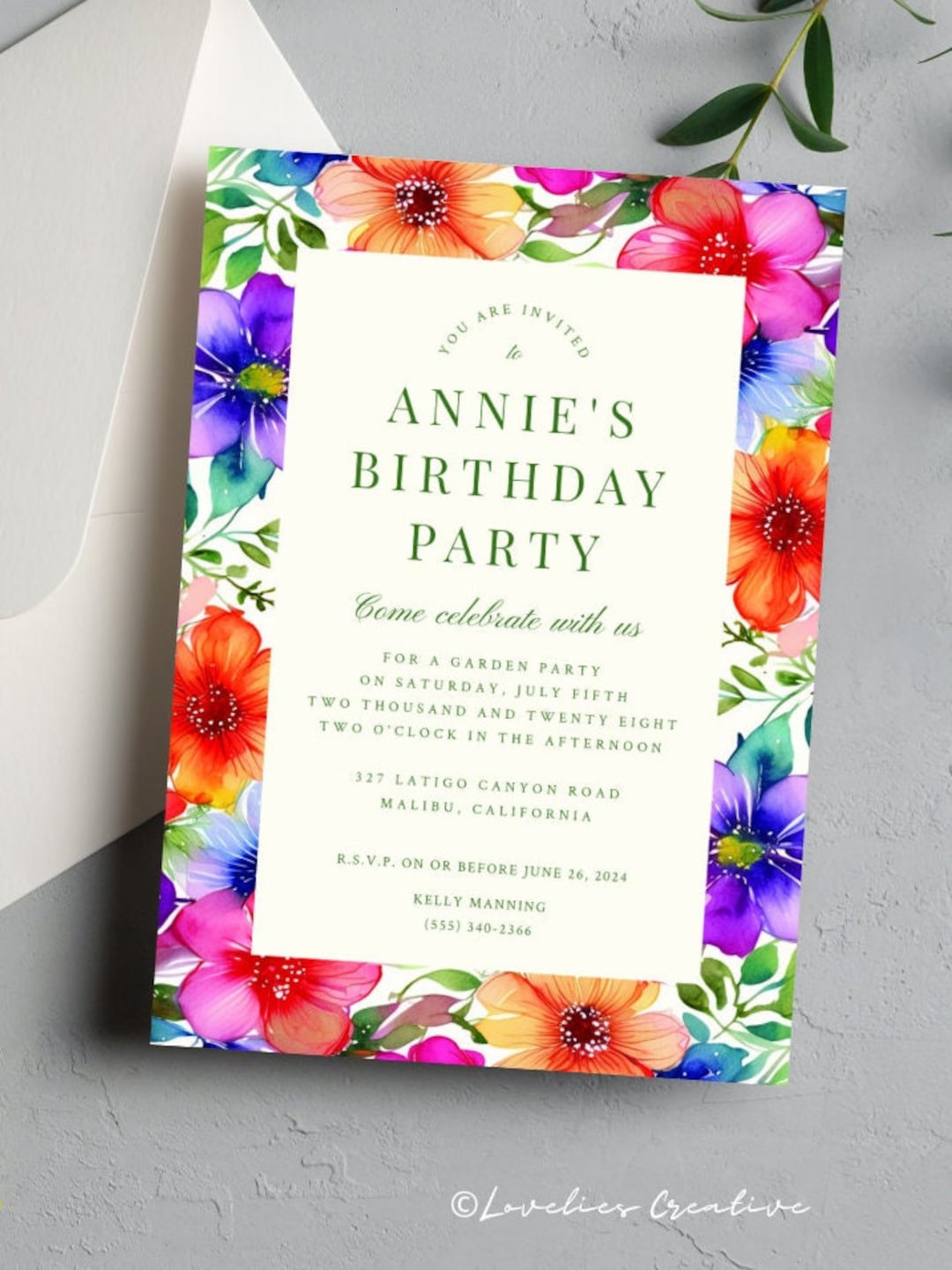 Watercolor Flower Invitation | Floral Invite | Instant Editable Digital ...