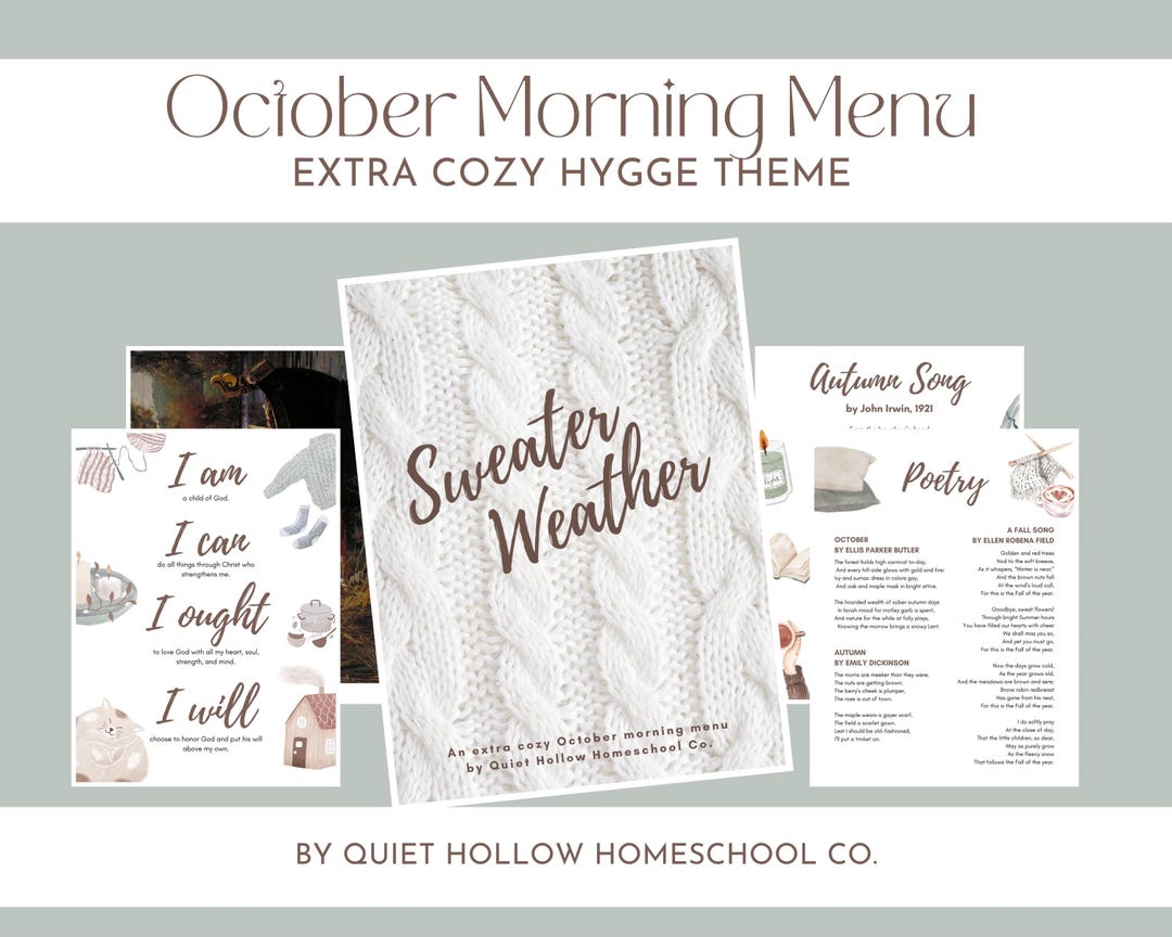 October Morning Menu | Charlotte Mason Inspired Homeschool Printable ...